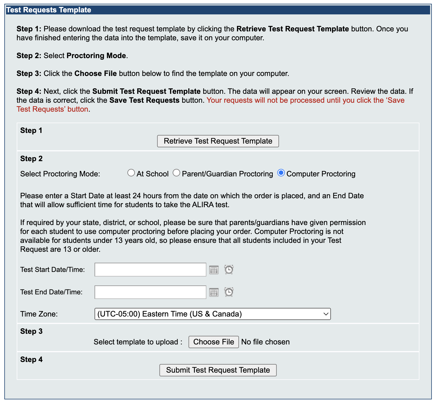 K-12 Out of School Testing